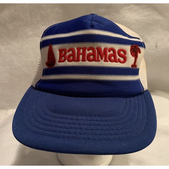 Unbranded | Accessories | Vintage Bahamas Blue Striped Trucker Boating ...